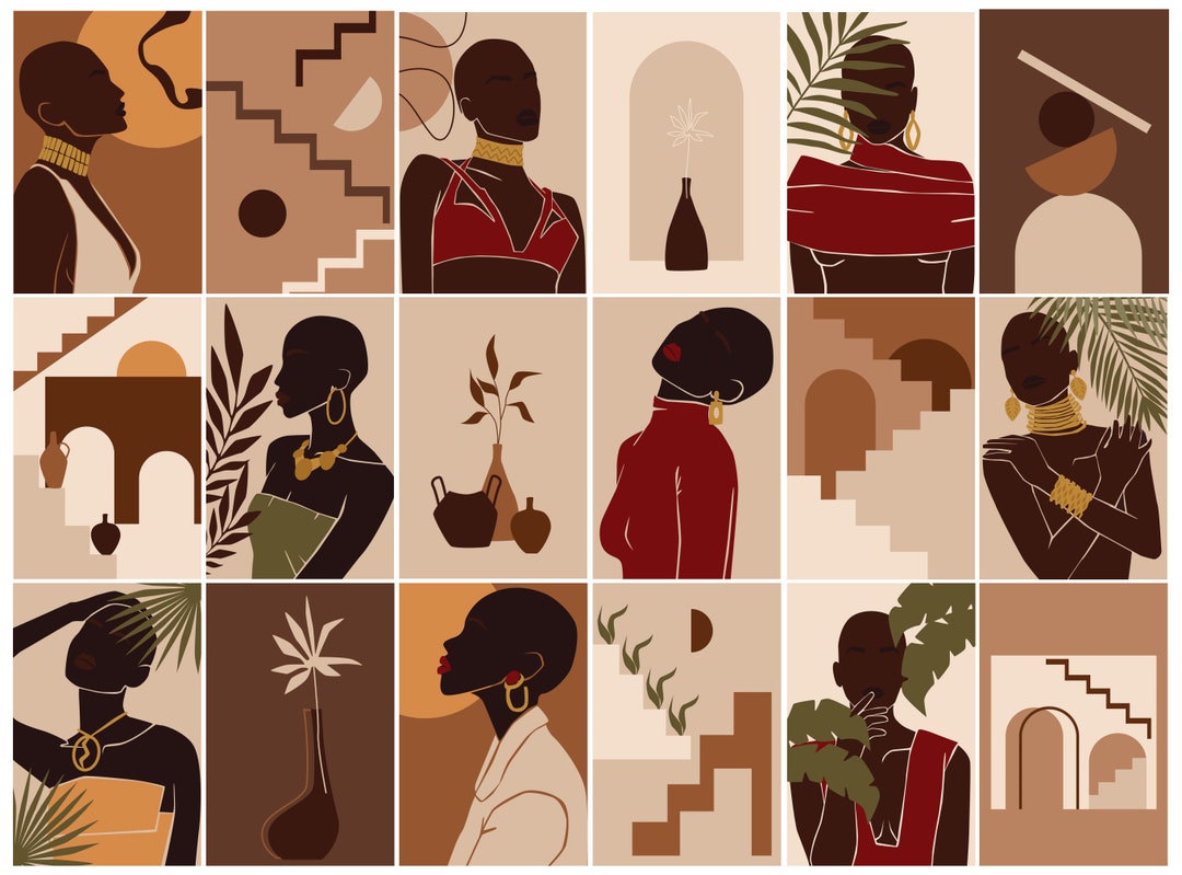 40 Pcs Black Girl Collage Abstract Wall Print Boho - Etsy