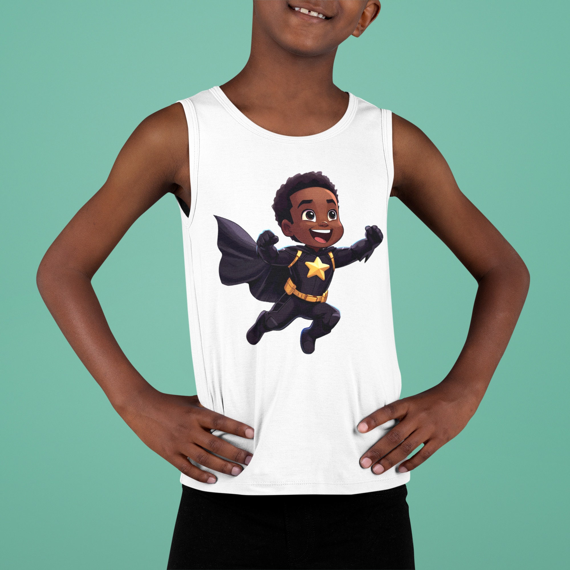 Black Boy Superhero Clipart: Afro Hair PNG Bundle (commercial Use) - Etsy