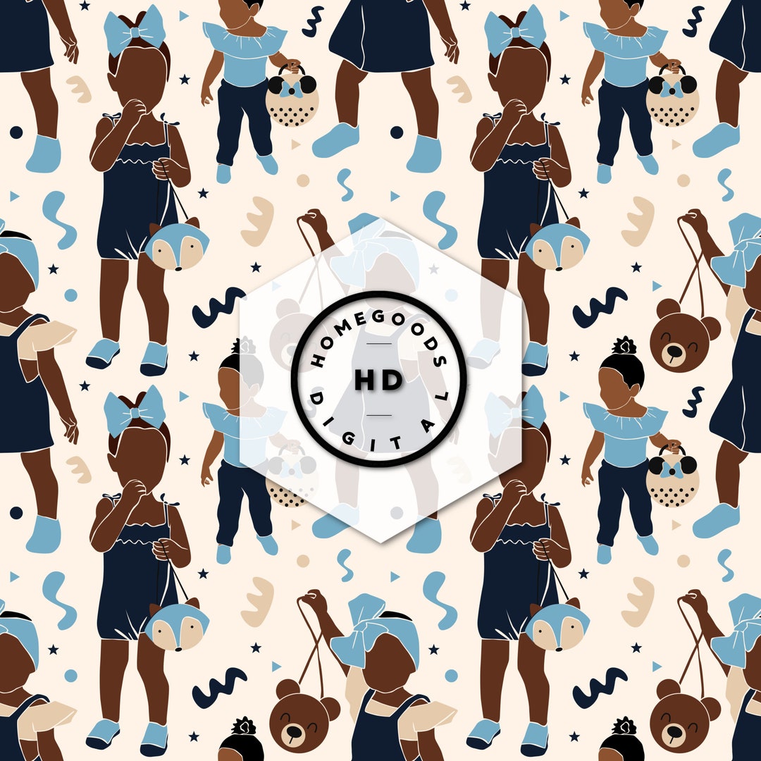 4-african American Seamless Patterns, Infant Babies, Black Girl Digital ...