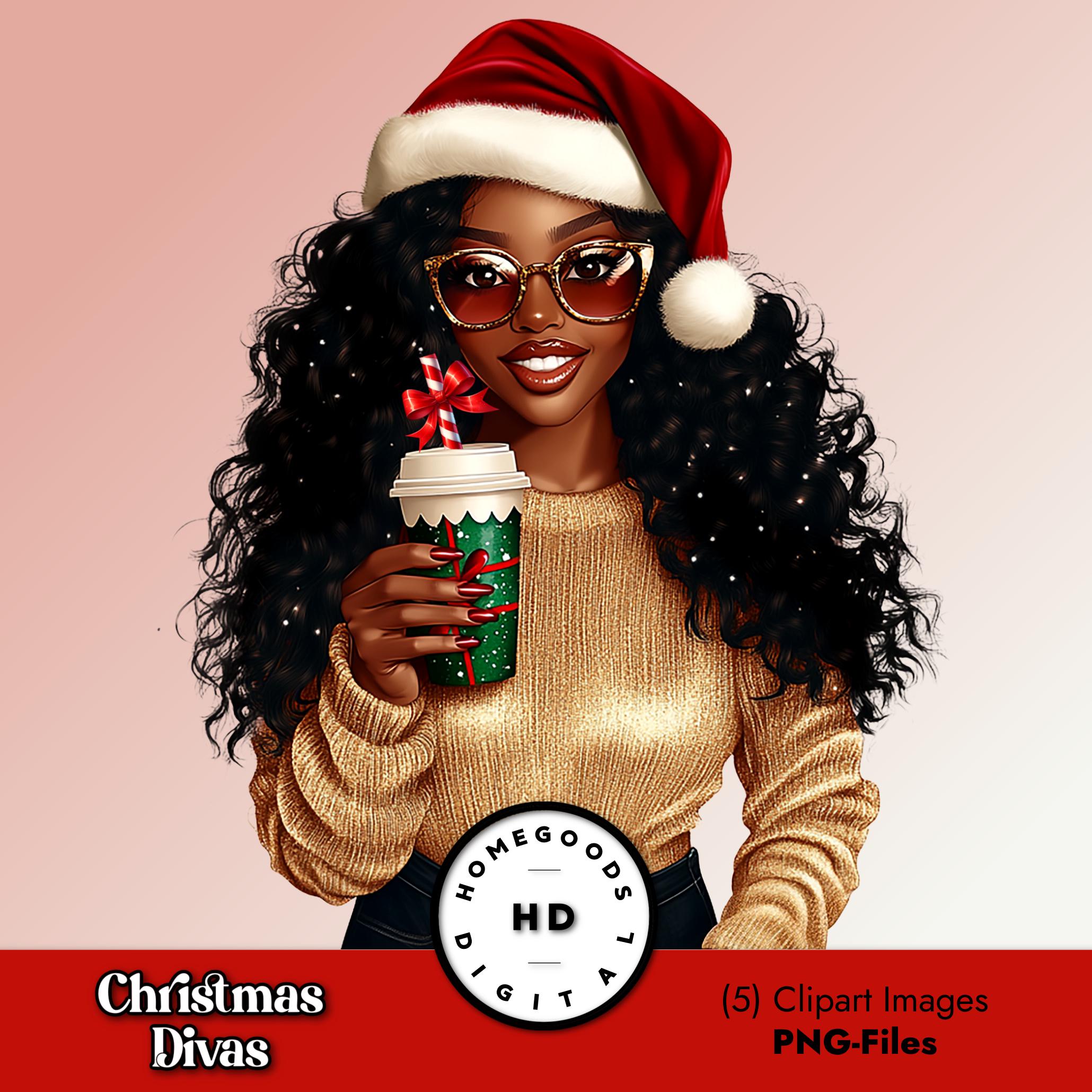 Black Woman Christmas Clipart: Diva PNG Set of 8 (digital Download) - Etsy