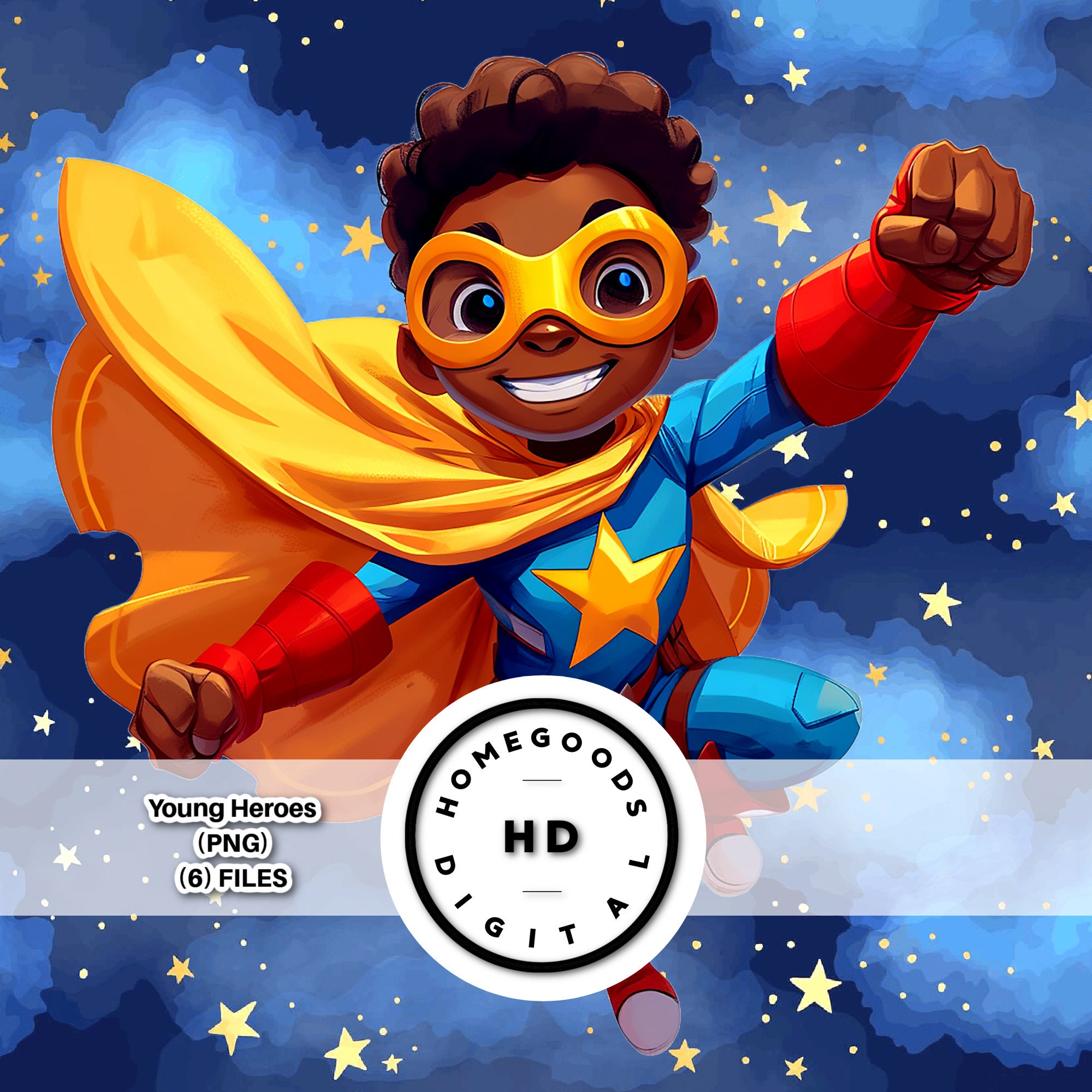 Black Boy Superhero Clipart: Afro Hair PNG Bundle (commercial Use) - Etsy