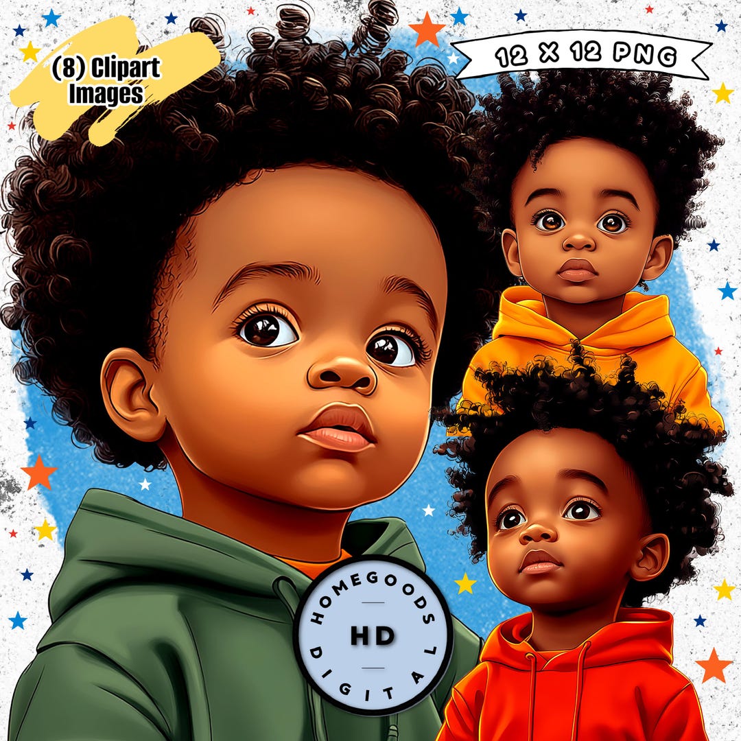 Afro Black Boy Clipart Bundle: Natural Hair PNG (digital Download) - Etsy