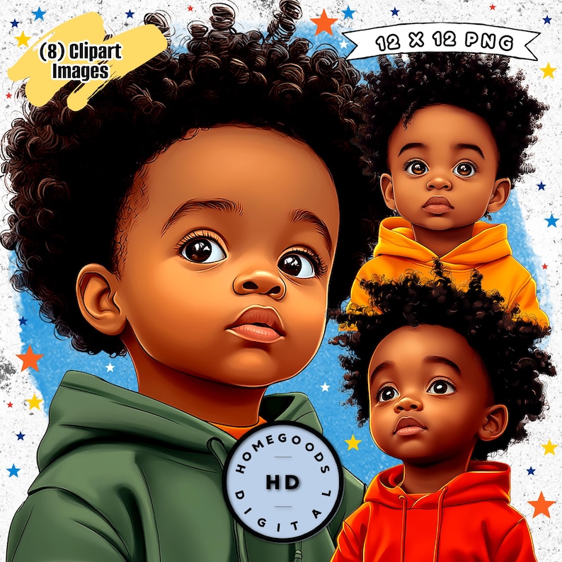Afro Black Boy Clipart Bundle: Natural Hair PNG (digital Download) - Etsy