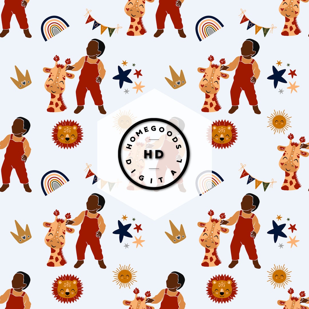 2 African American Cute Baby Boy Seamless Patterns, Boy Pattern, Black ...