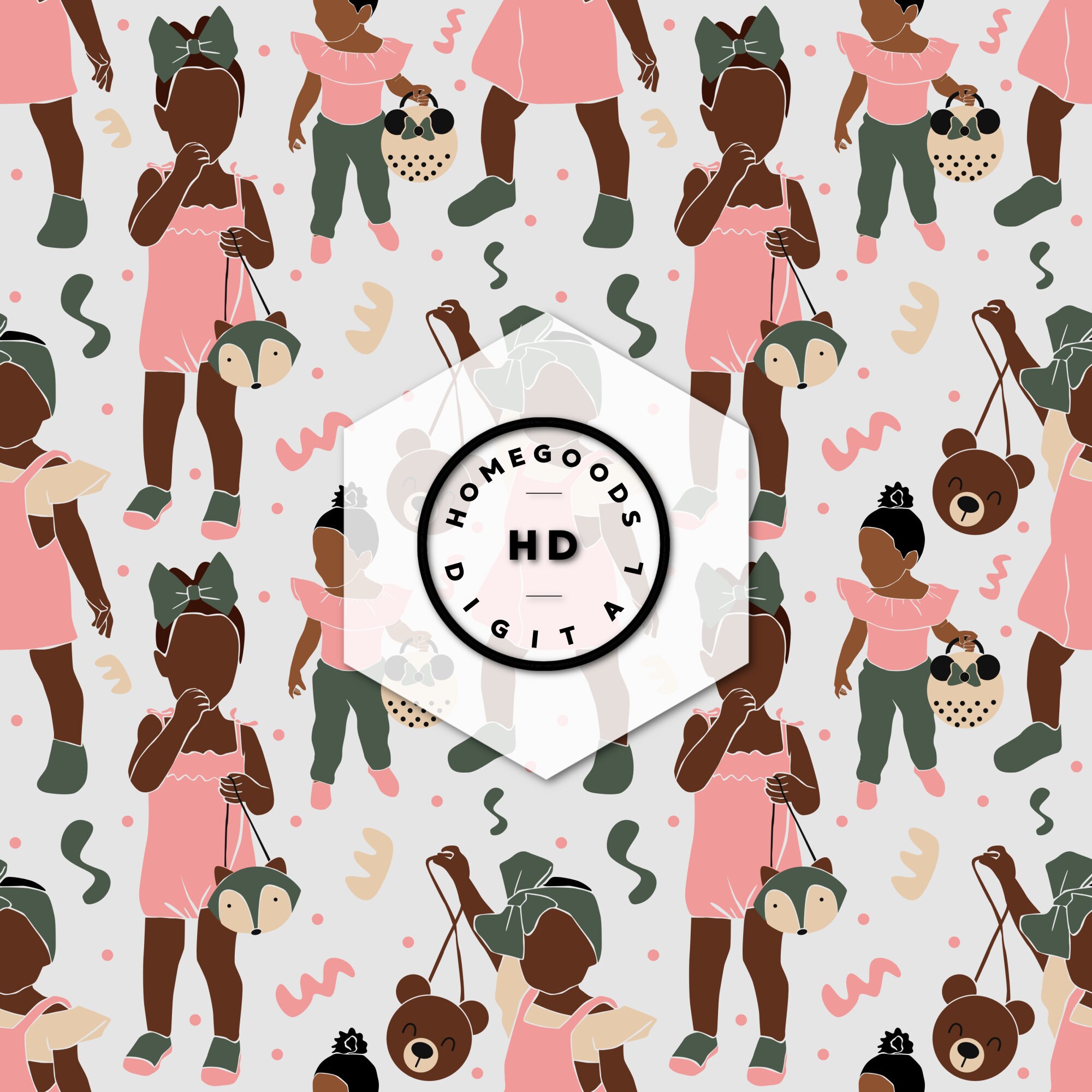 4-african American Seamless Patterns, Infant Babies, Black Girl Digital ...