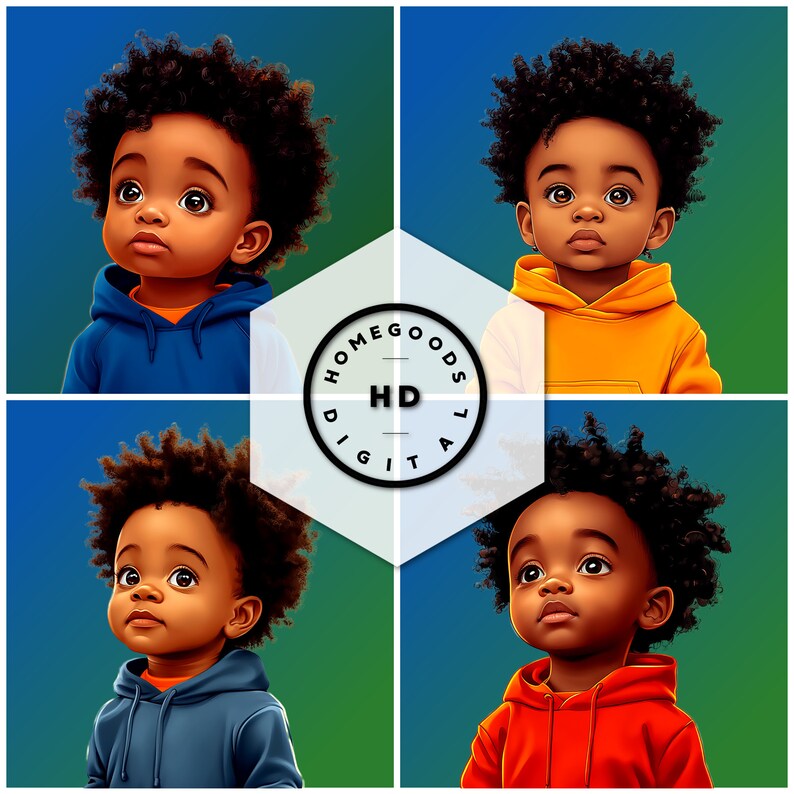 Cool Guy Clipart, 8 PNG Bundle, Afro Boys, Black Boy Clipart, Natural ...