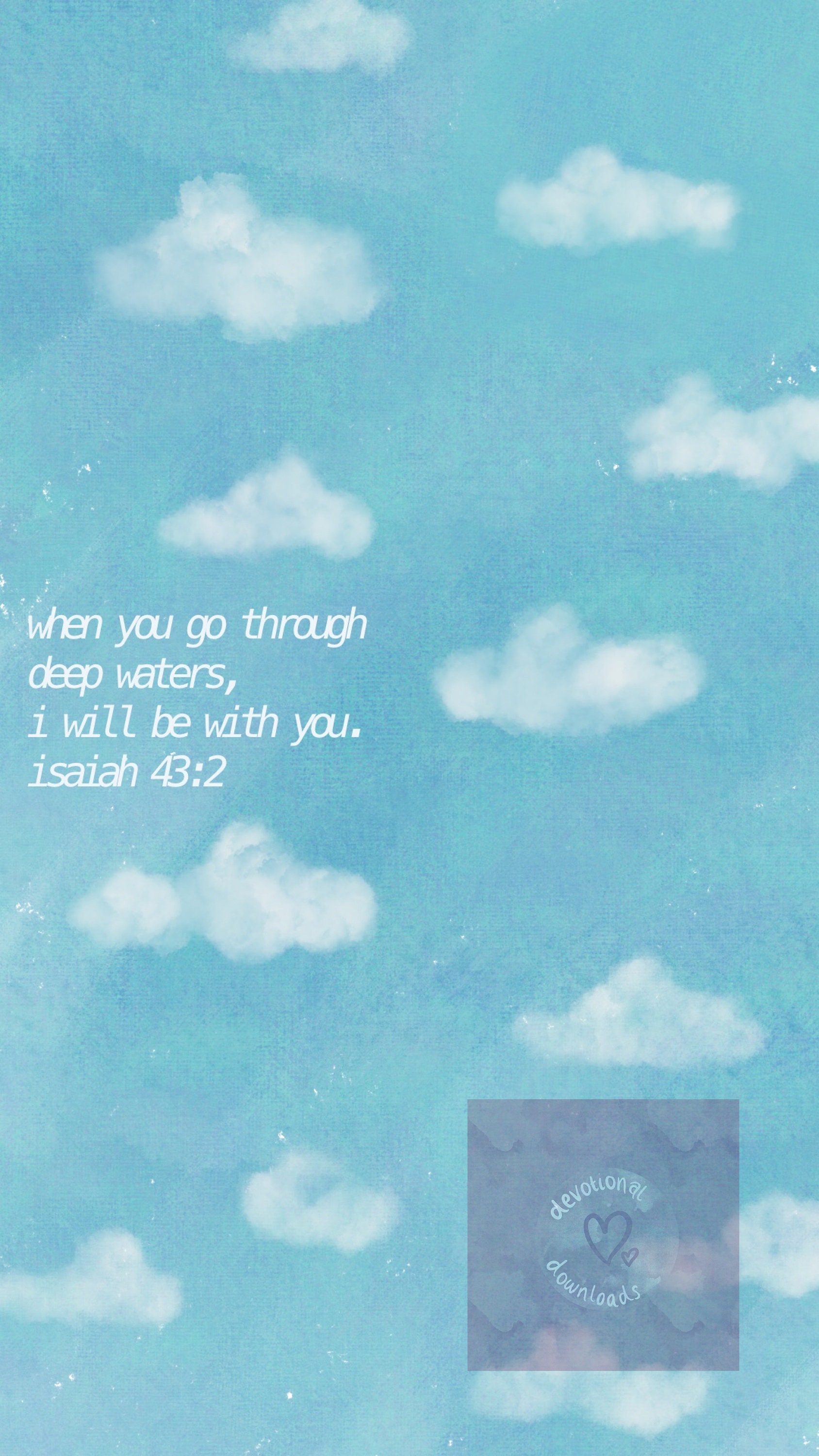 Nubes esponjosas Isaías 43:2 postal y descargar - Etsy España