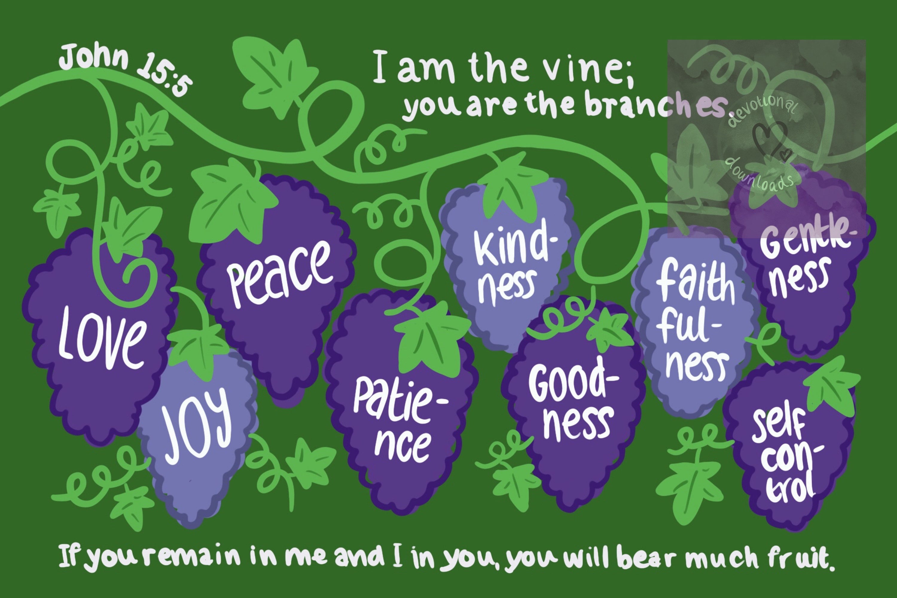 I Am the Vine, You Are the Branches. Fruits of the Spirit- Postcard ...
