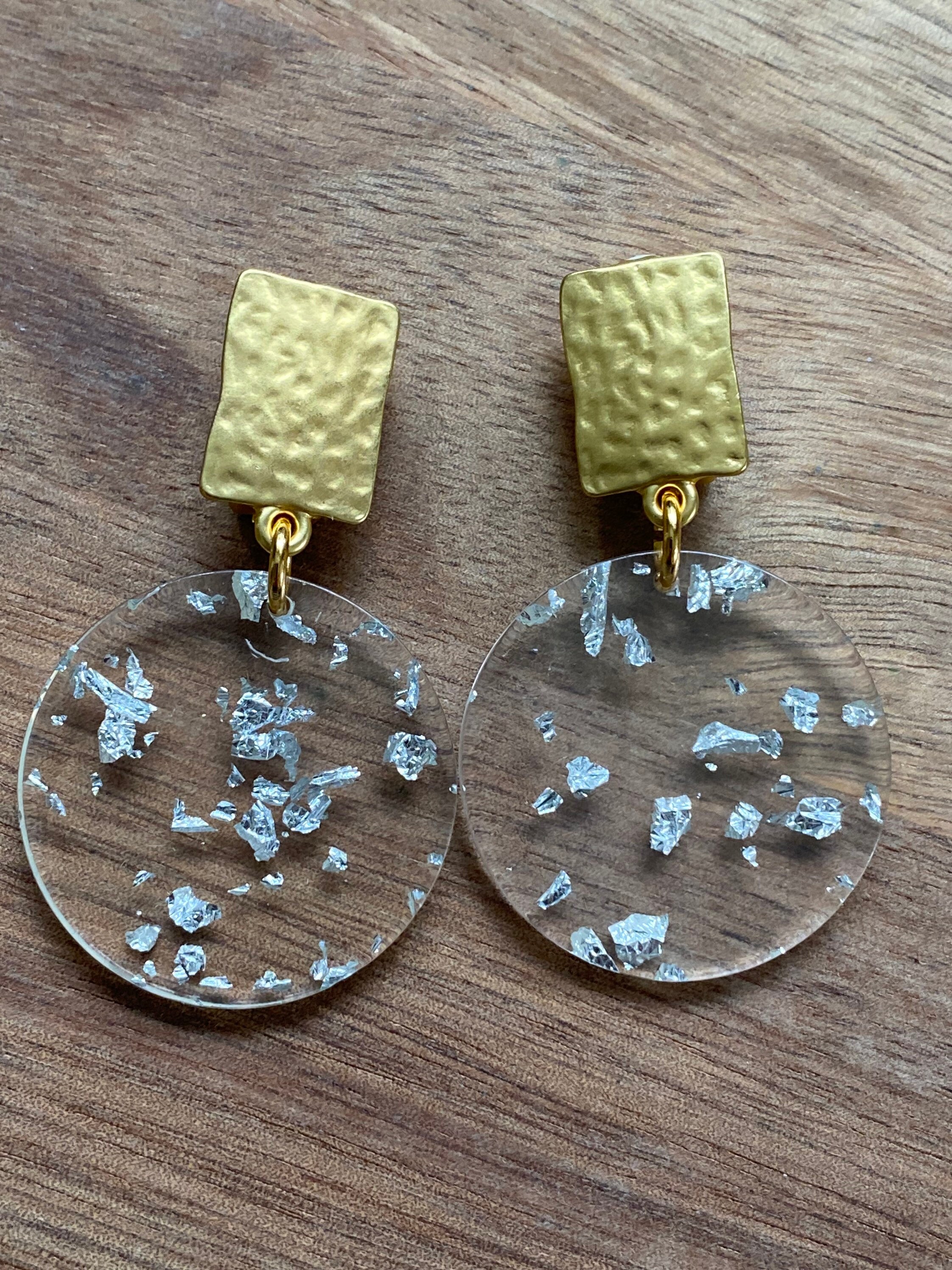 Dangling White/black/clear Plastic Button Clip on Earrings - Etsy