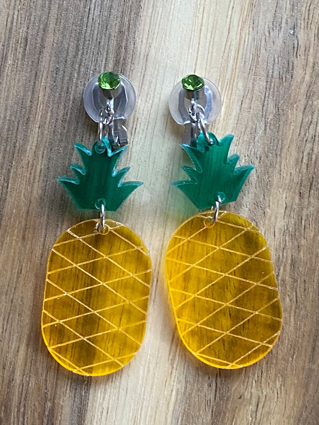 Dangling Translucent Pineapple Clip on Earrings - Etsy