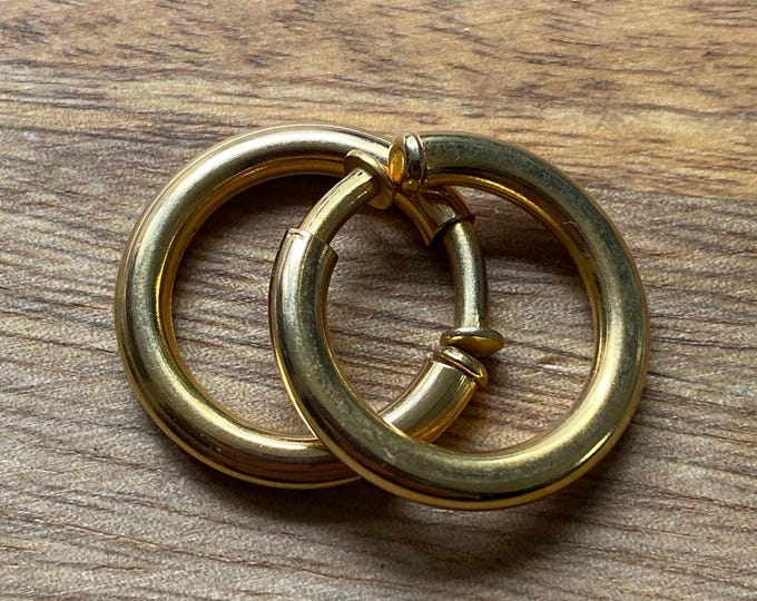 Vintage Wide Golden Spring Hoop Clip on Earrings - Etsy