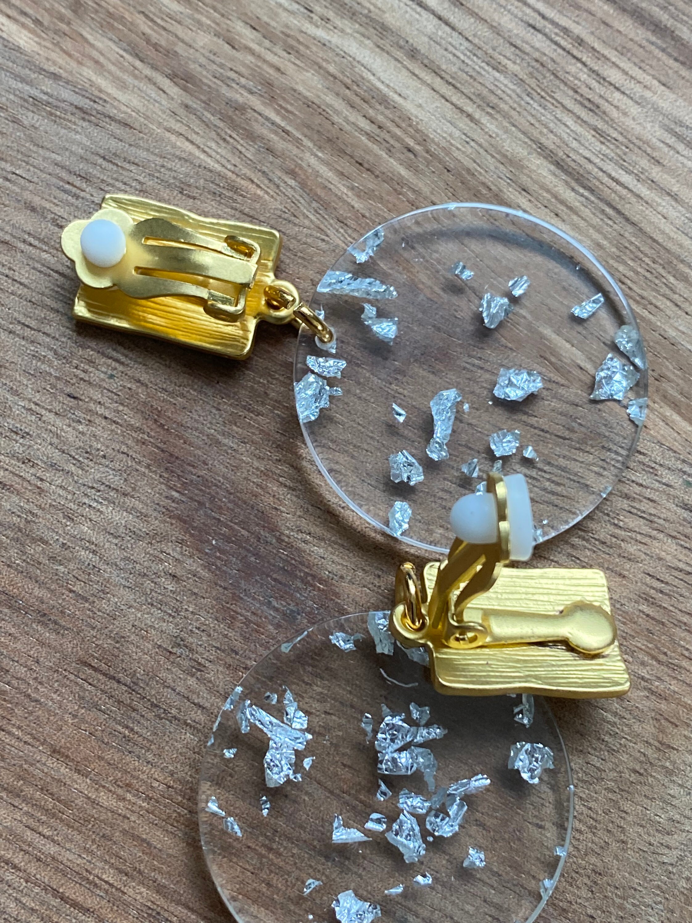 Dangling White/black/clear Plastic Button Clip on Earrings - Etsy