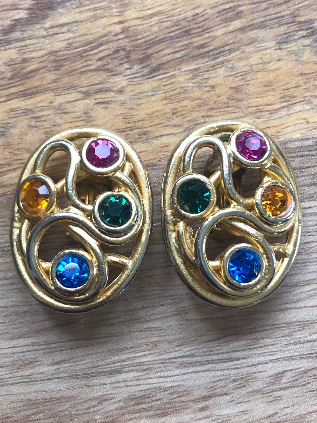 Vintage Edouard Rambaud Queen Sized Clip on Gold Earrings With - Etsy