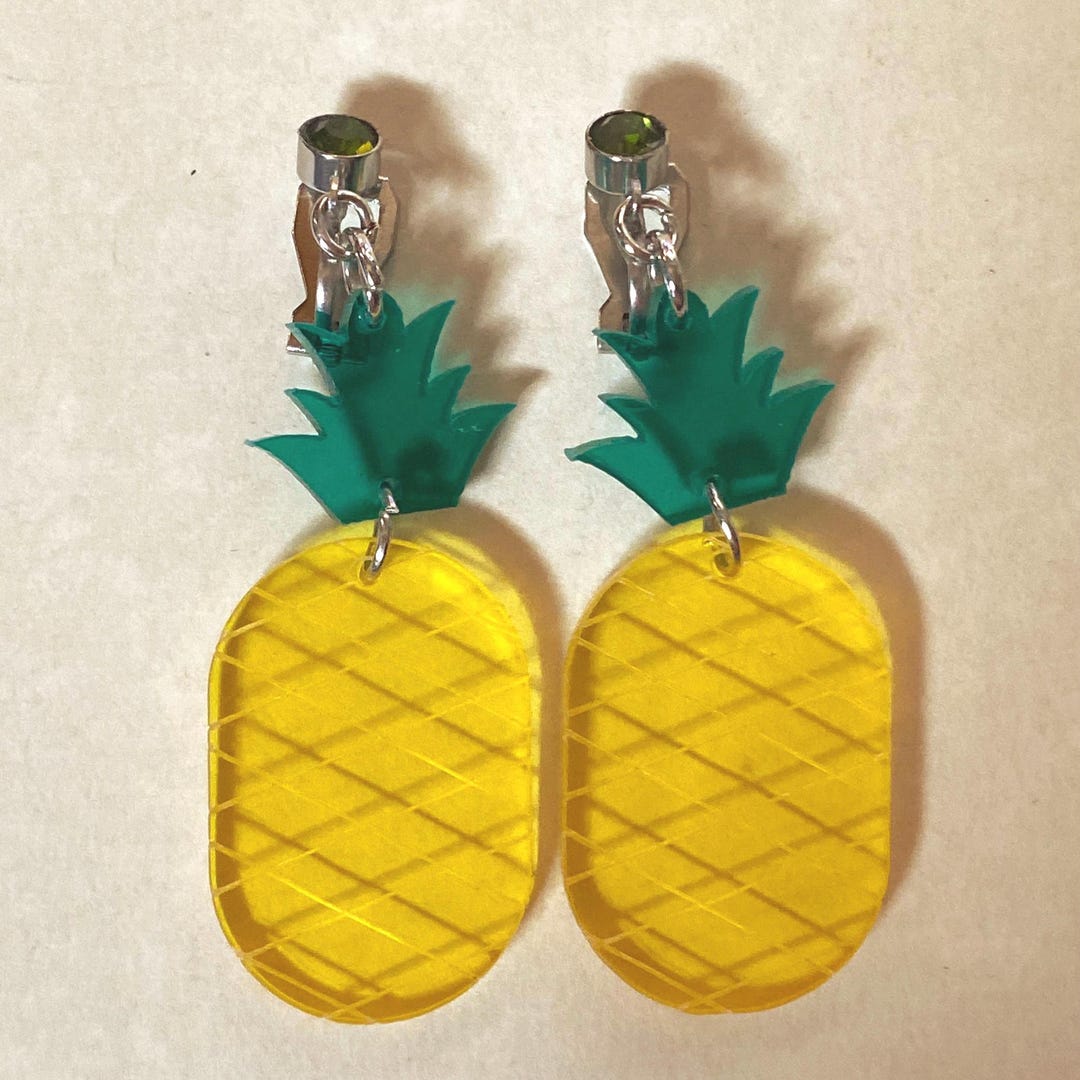 Dangling Translucent Pineapple Clip on Earrings - Etsy