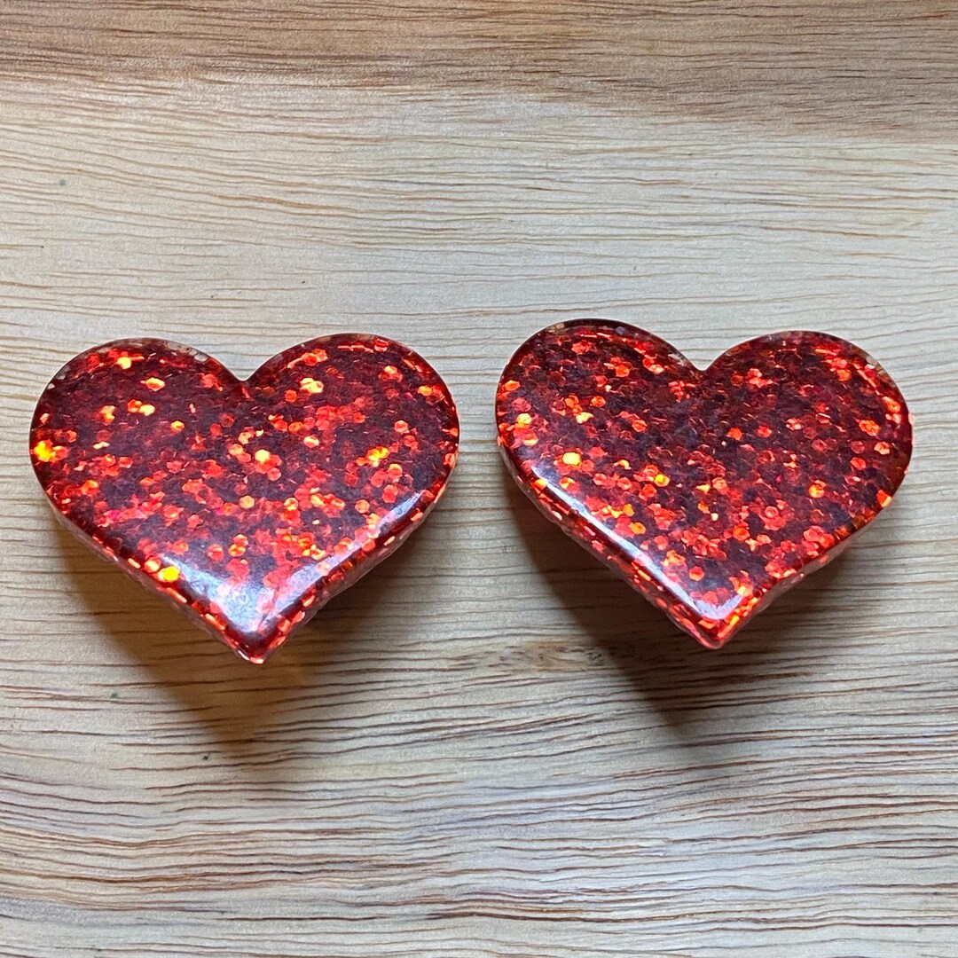 Simple Clip on Glitter Heart Button Clip on Earrings - Etsy