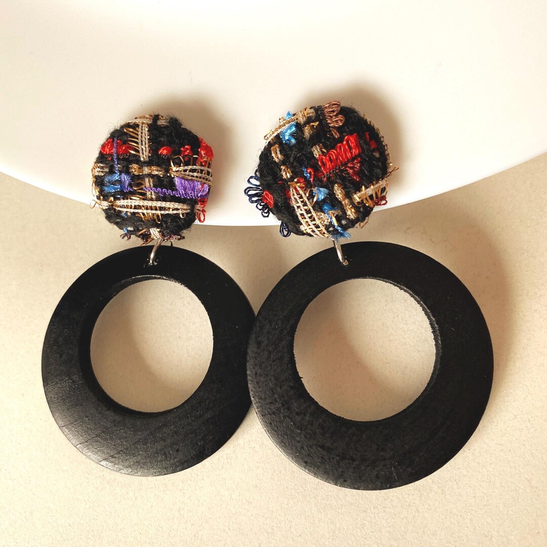 Wooden Hoop Clip on Earrings - Etsy