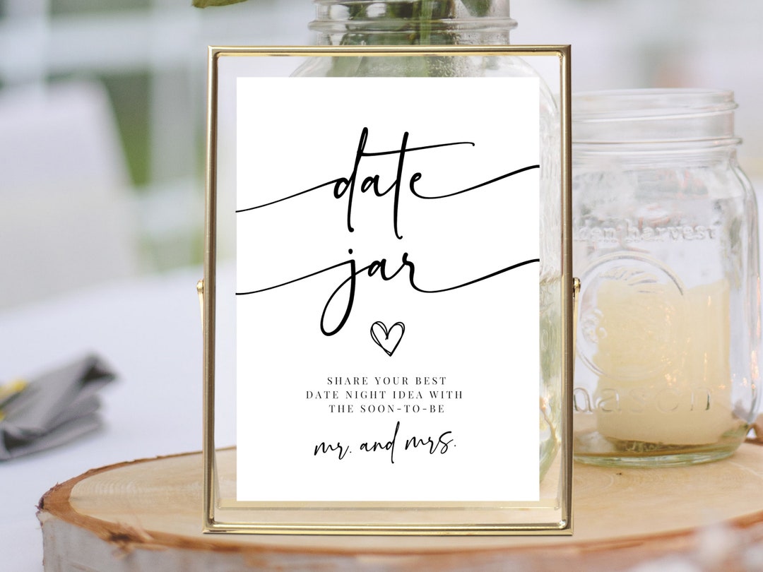 Date Night Jar Sign: Bridal Shower & Wedding Decor (digital Download ...