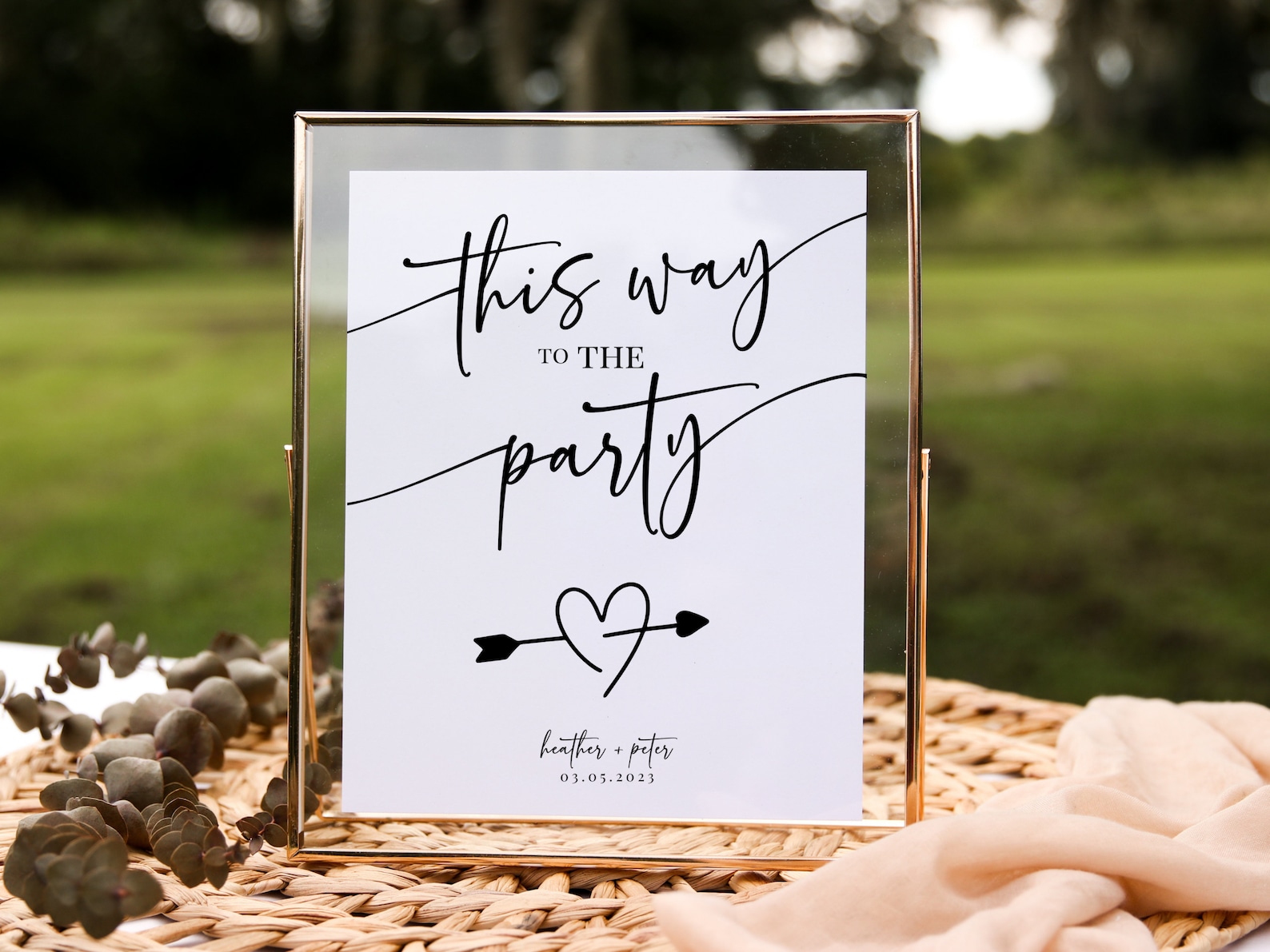 Wedding Direction Sign Template, Minimalist Wedding Sign, This Way to ...