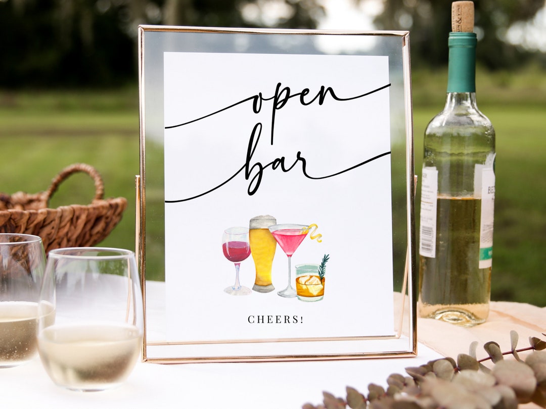 Printable Open Bar Sign, Open Bar Sign Instant Download Template ...