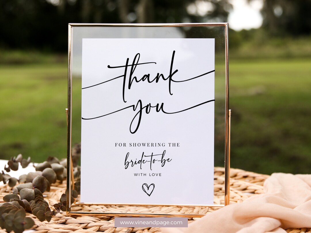 Bridal Shower Thank You Sign: Favors Template (digital Download) - Etsy