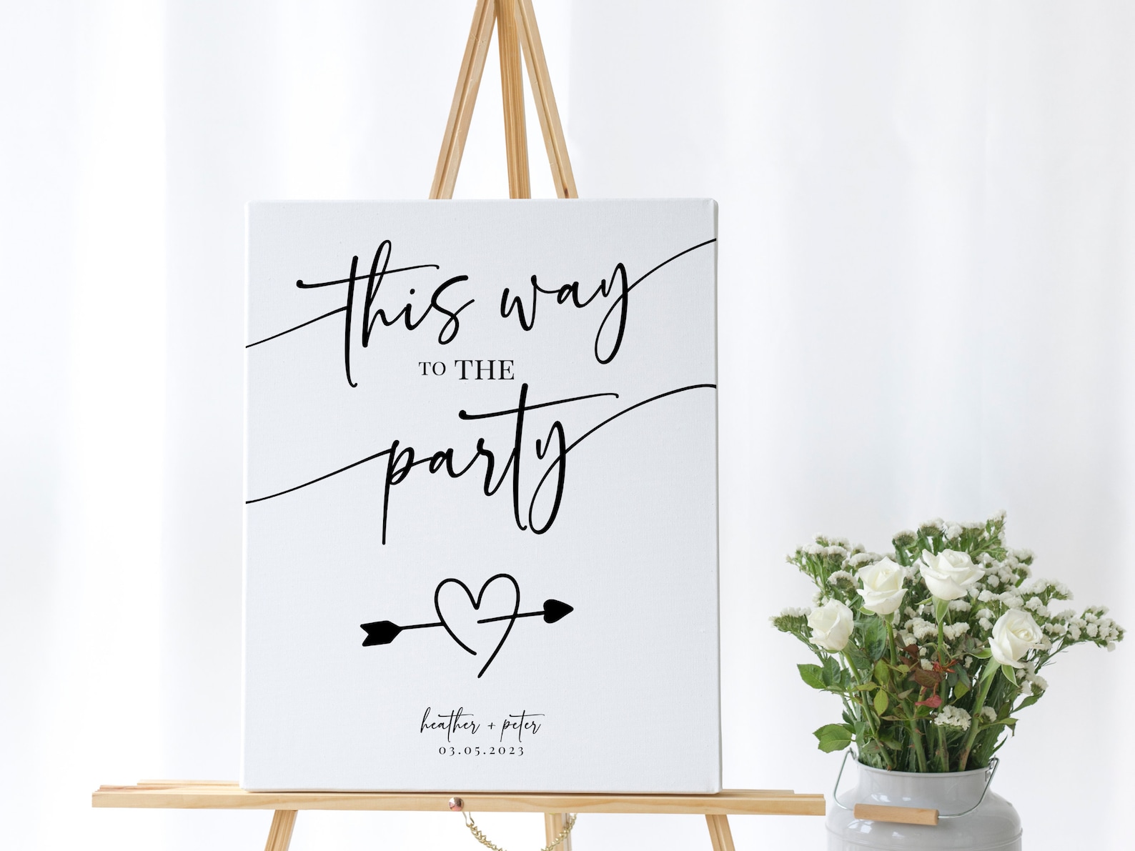 Wedding Direction Sign Template, Minimalist Wedding Sign, This Way to ...