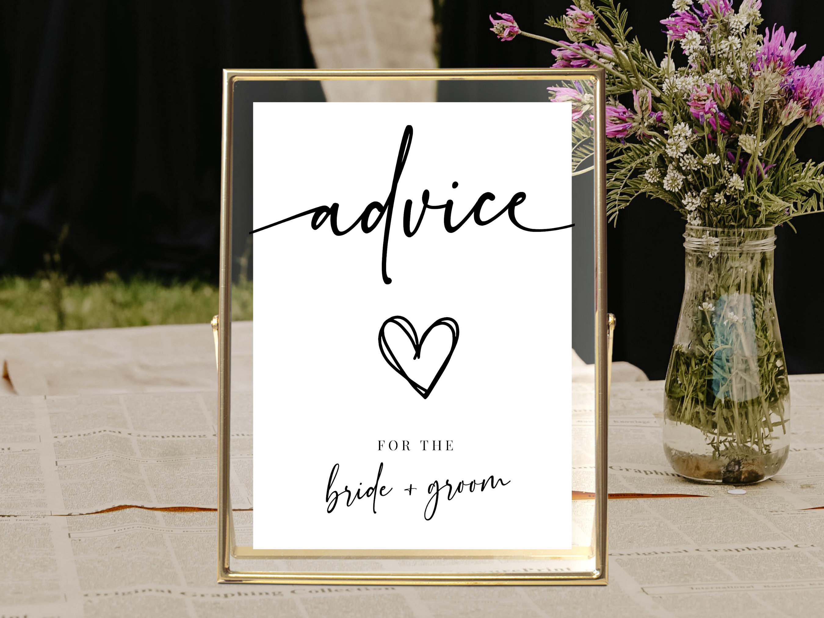 Advice for the Bride and Groom Sign Template Advice Cards - Etsy