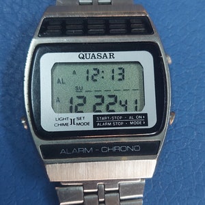 Quasar Melody Alarm Chrono SS Mens Vintage Watch *** as is *** - Etsy