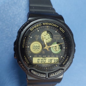 Vintage Casio Aw-20 Module 384 Speed Memory 100 Mens Watch Japan M Rare ...