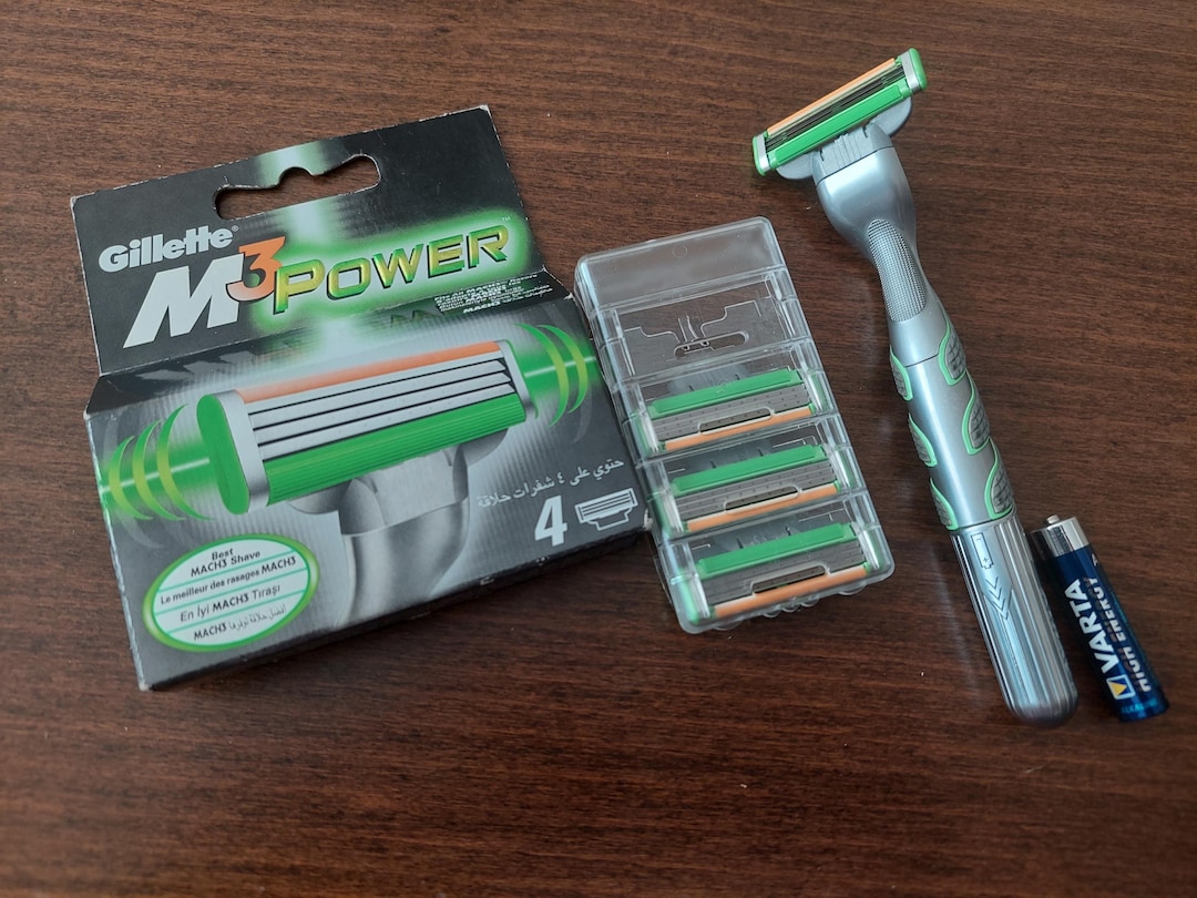 Very Rare Gillette M3 Power Razor Handle Blade Cartridge Shaver Works ...