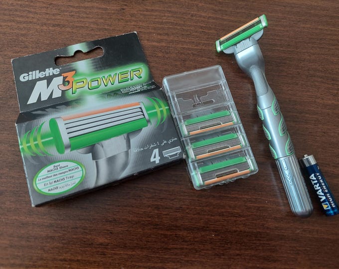 Very Rare ! Gillette M3 Power Razor Handle Blade Cartridge Shaver Works ...