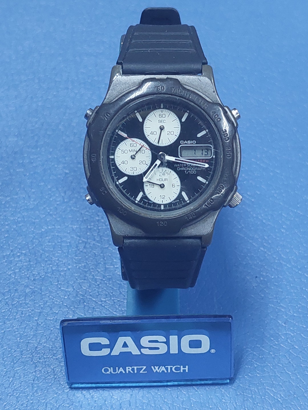 Vintage Casio MWA-10 1325 Analog Digital LCD Watch Alarm 1/100 Chrono , Rareee Japan Made ...