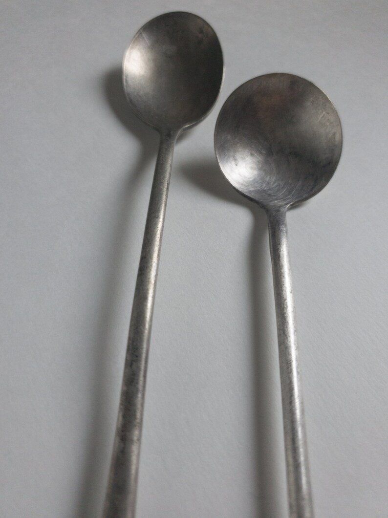 1899 Two 2 Spoons LONG Iced Tea Southern Different Makers Marks ...