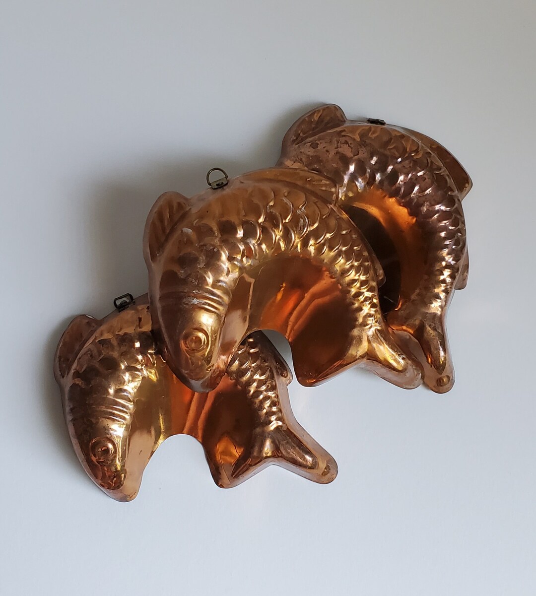 MC 60/70s Solid Copper Korean Fish Molds x3 Mould Baking Decor ...