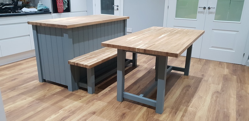 Kitchen Island With Bench and Dining Table Set "the Anglesey" - Etsy UK