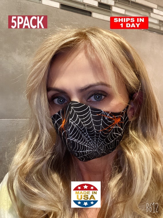 Spider Web Face Mask Print Face Masks Pack of 5 Halloween | Etsy