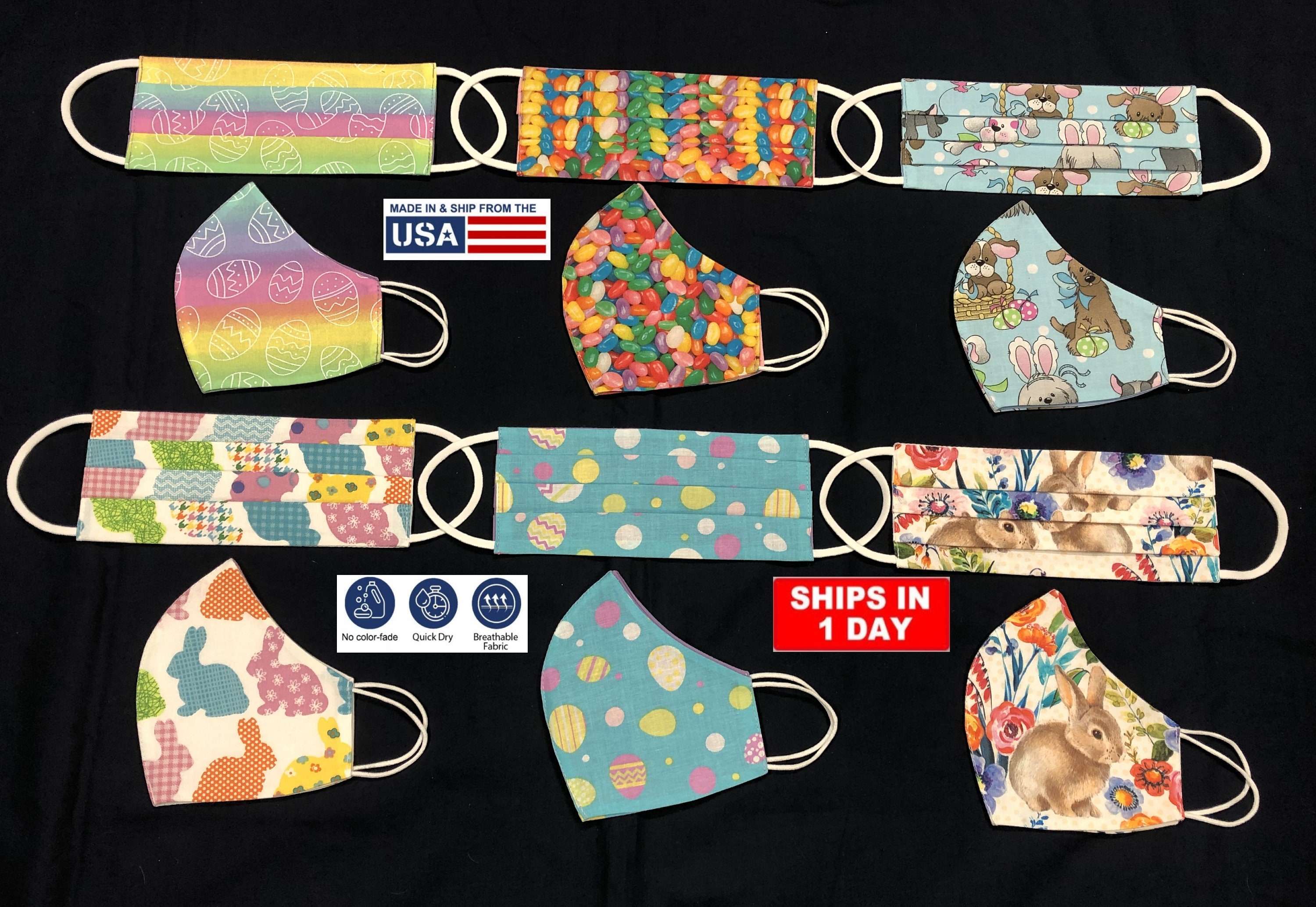 Quilted Bunnies Mask Easter Face Mask Spring Face Mask | Etsy