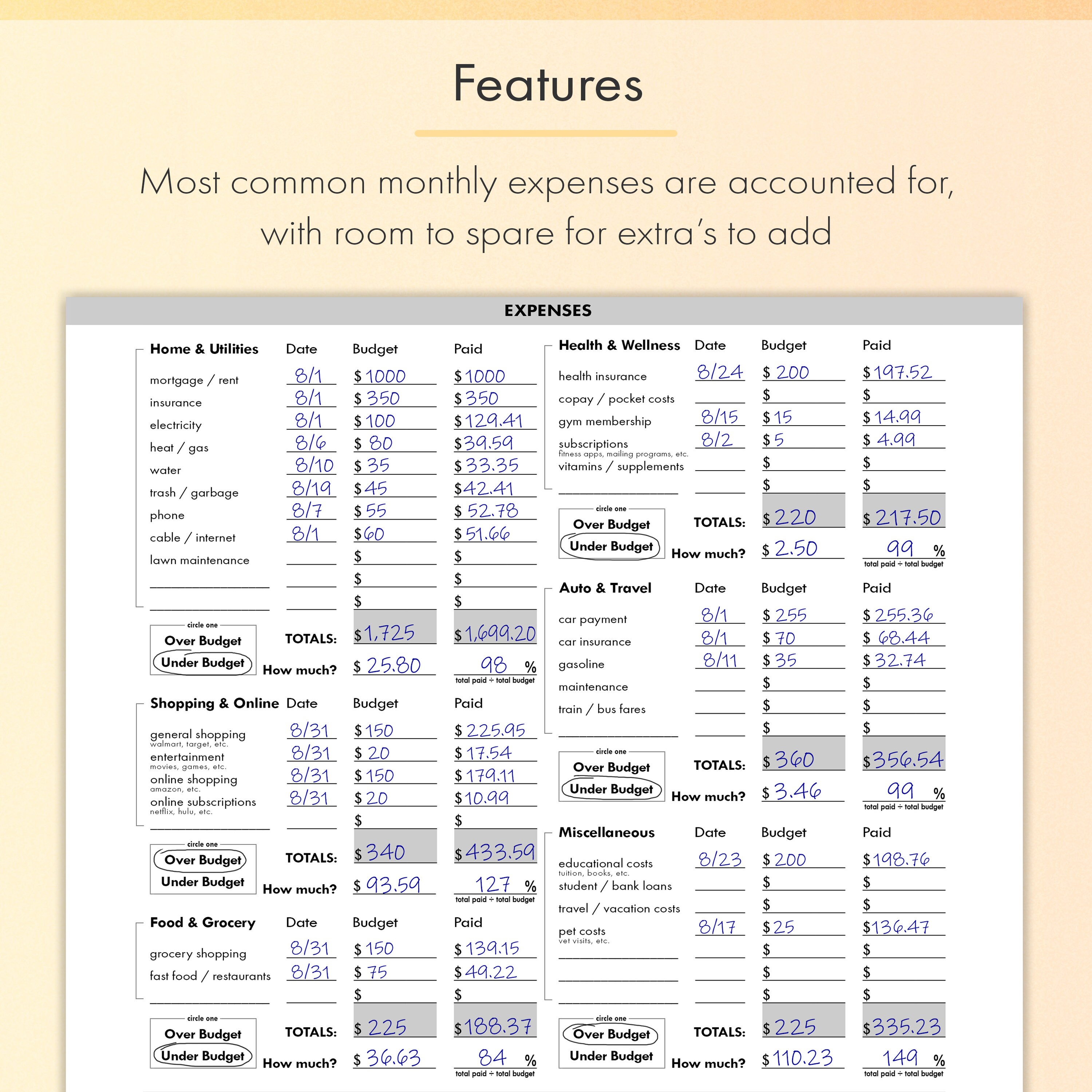Monthly Budget Financial Planner, Expenses & Income, Budget Tracker ...