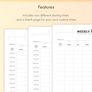 Weekly Schedule, Planner, Organizer, Agenda, Pages, Time Block, Block ...
