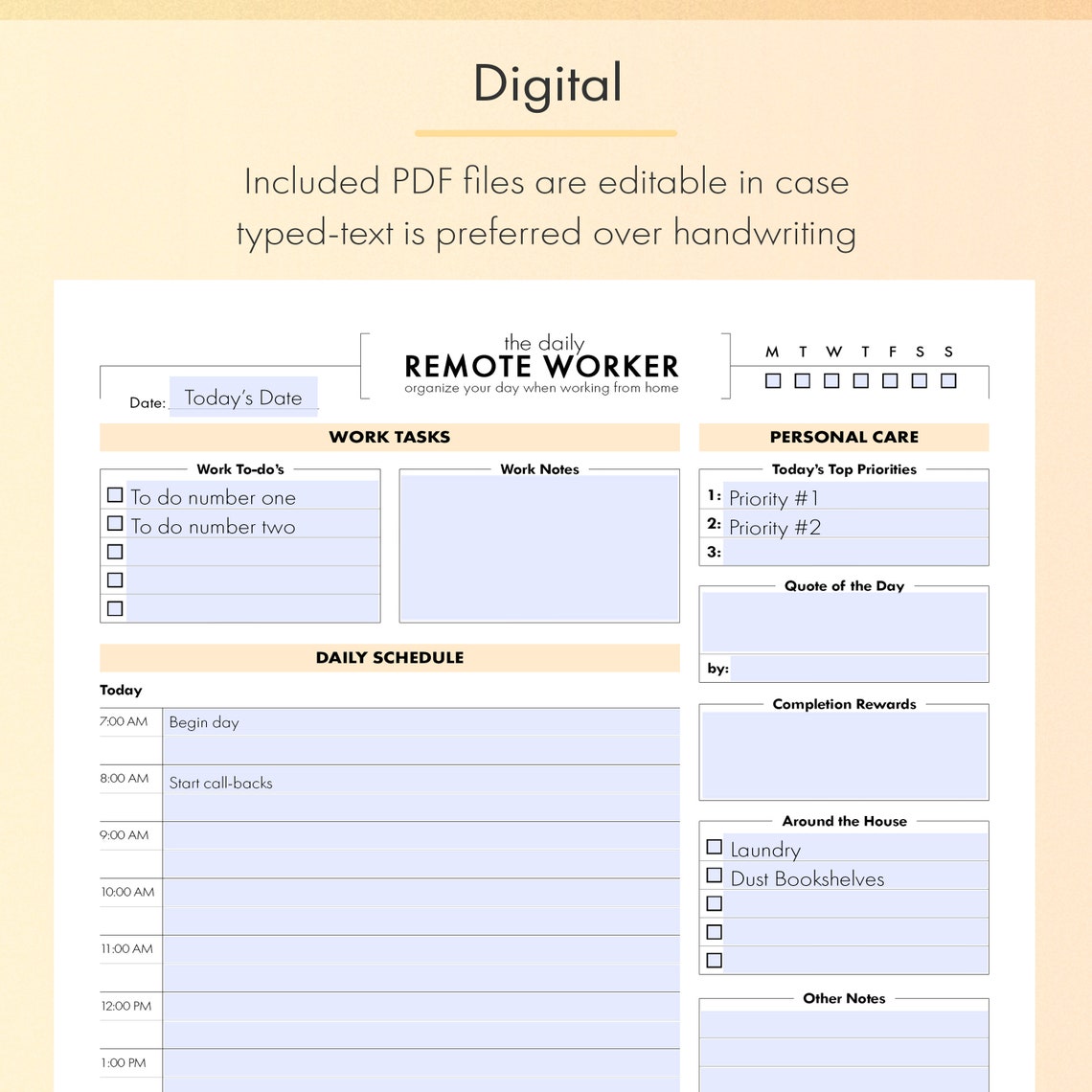 Daily Schedule Planner Organizer Agenda Time Block Remote - Etsy