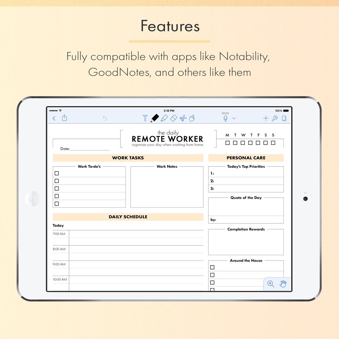Daily Schedule Planner Organizer Agenda Time Block Remote - Etsy