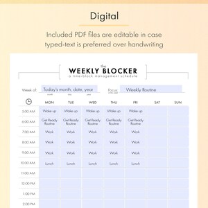 Weekly Schedule, Planner, Organizer, Agenda, Pages, Time Block, Block ...