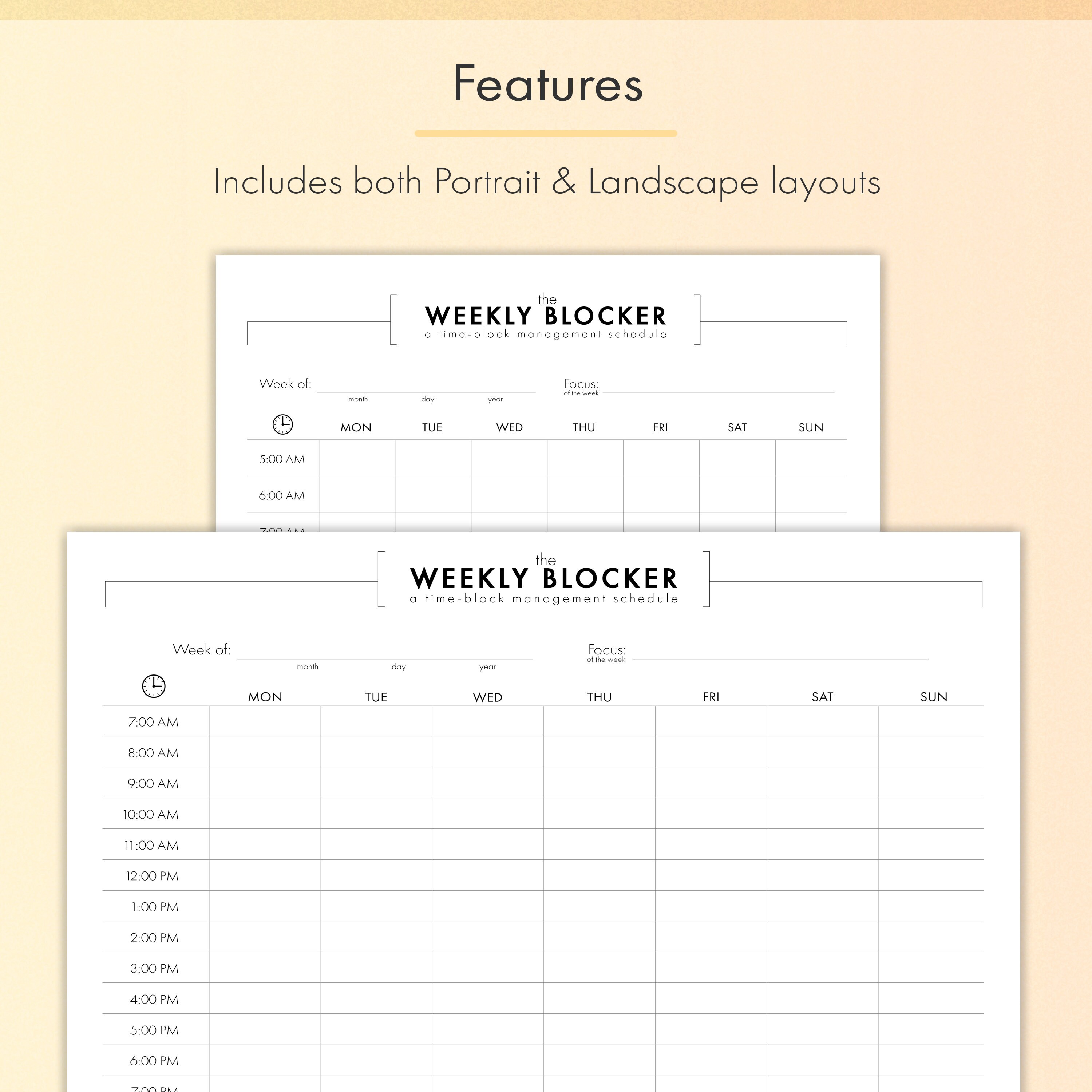 Weekly Schedule, Planner, Organizer, Agenda, Pages, Time Block, Block ...