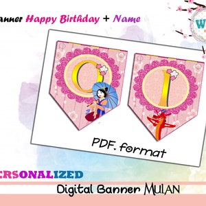 Mulan Banner, Banderin, Happy Birthday, - Etsy
