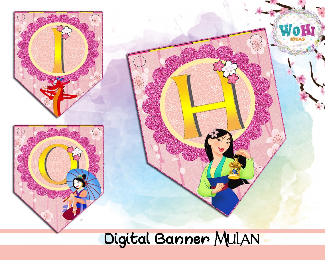 Mulan Banner, banderin, feliz cumpleaños, - Etsy México