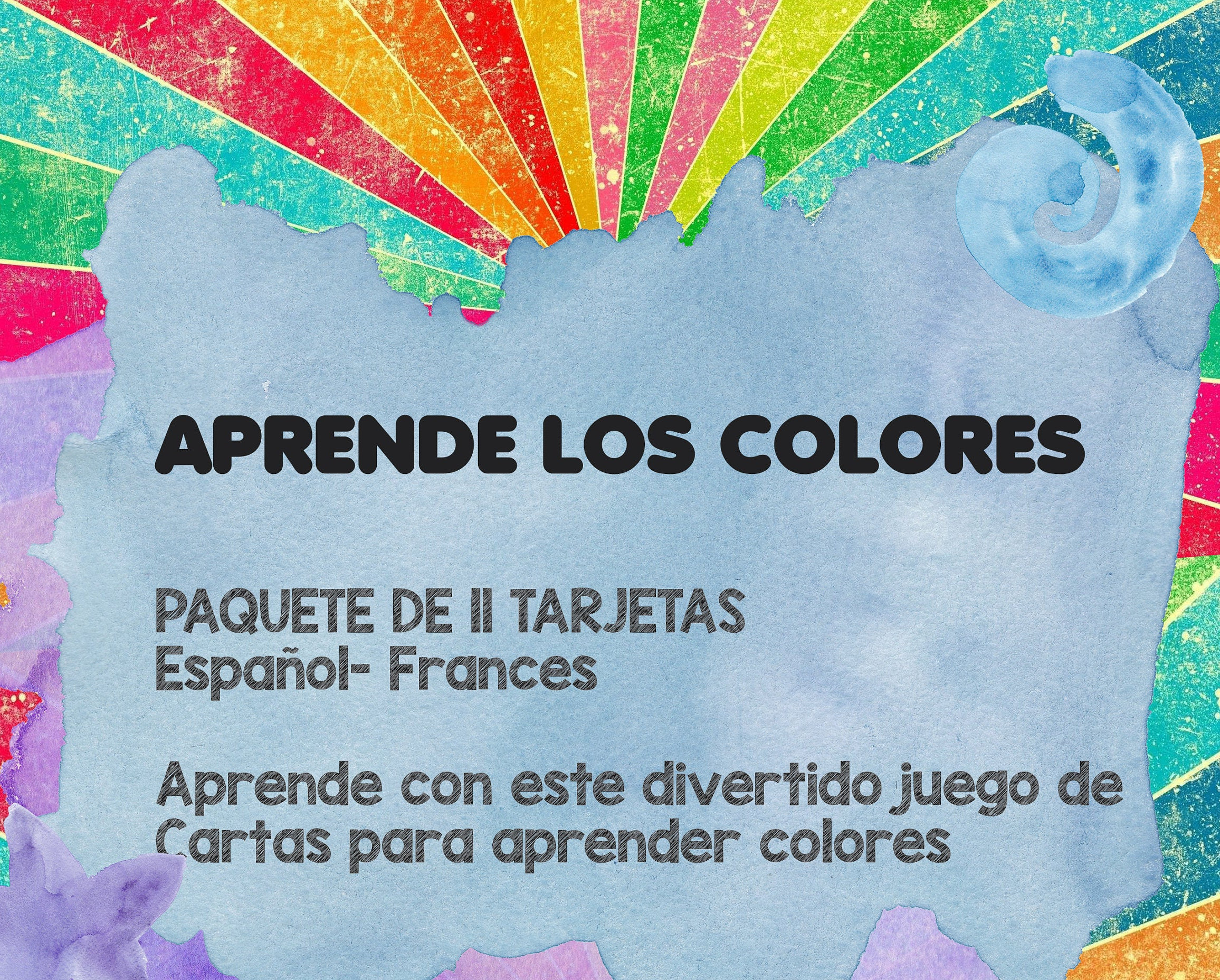 Tarjetas Con Los Colores Español France, Color Cards Spanish English - Etsy