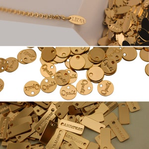 100 Metal Tags, Gold Plated Metal Nameplates, Branded Jewelry ...
