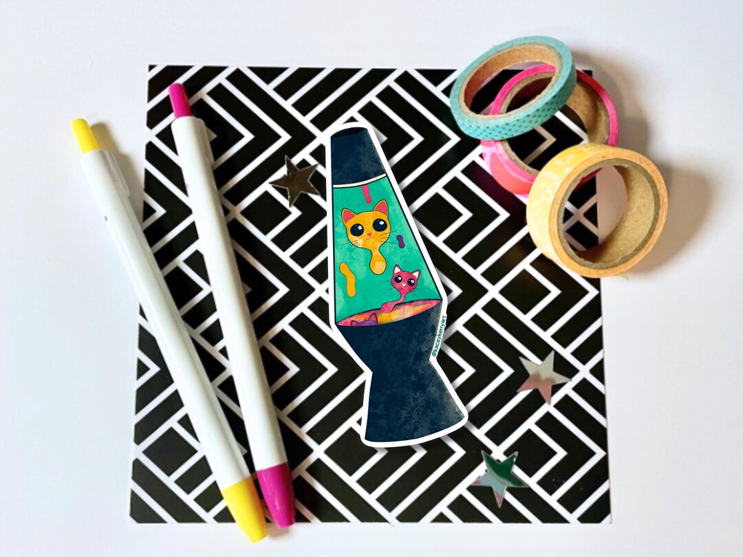 Cute Kitty Cat Lava Lamp Vinyl Sticker | Magnet - Etsy