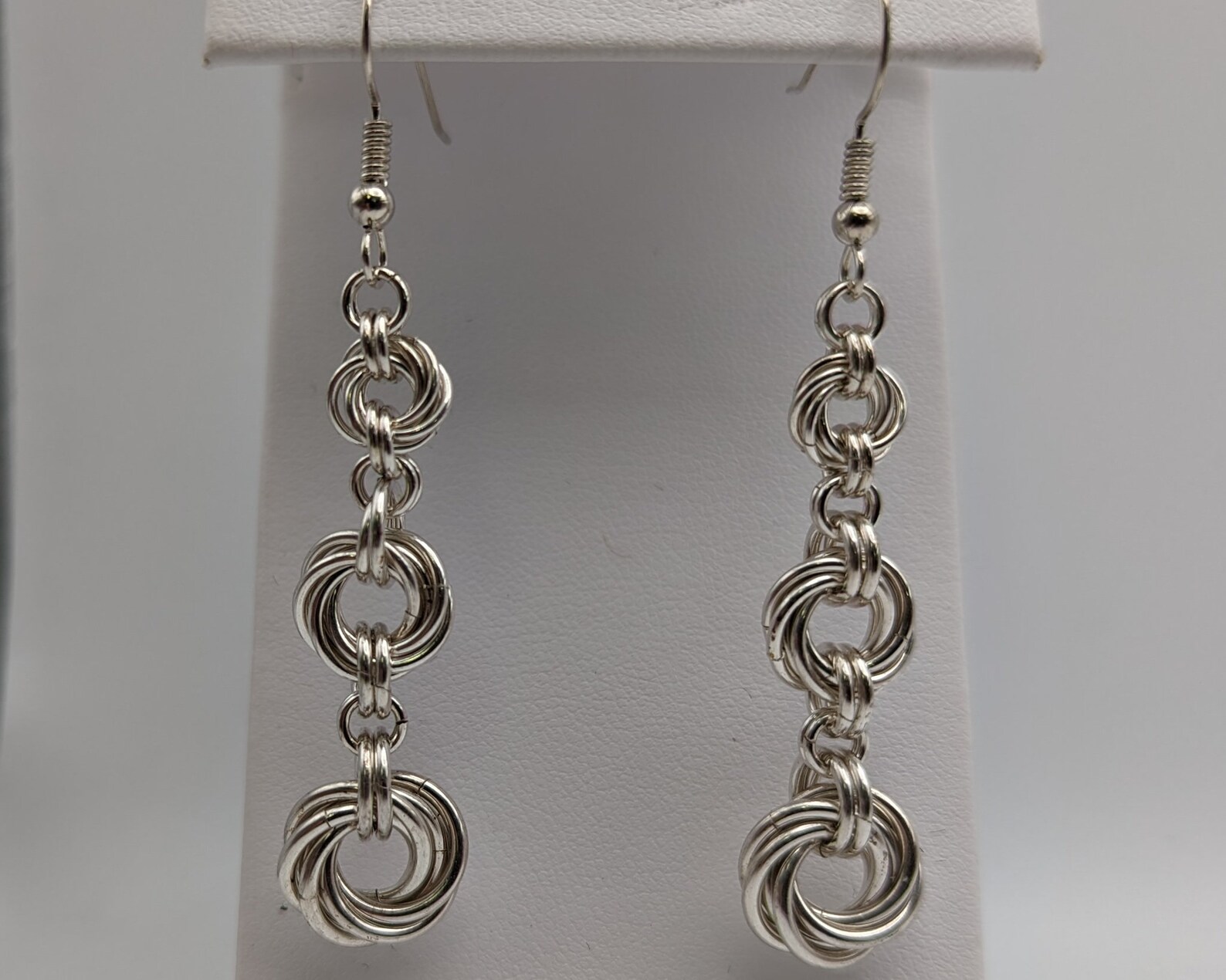 Sterling Silver Triple Mobius Ball Earrings - Handmade Chainmaille ...
