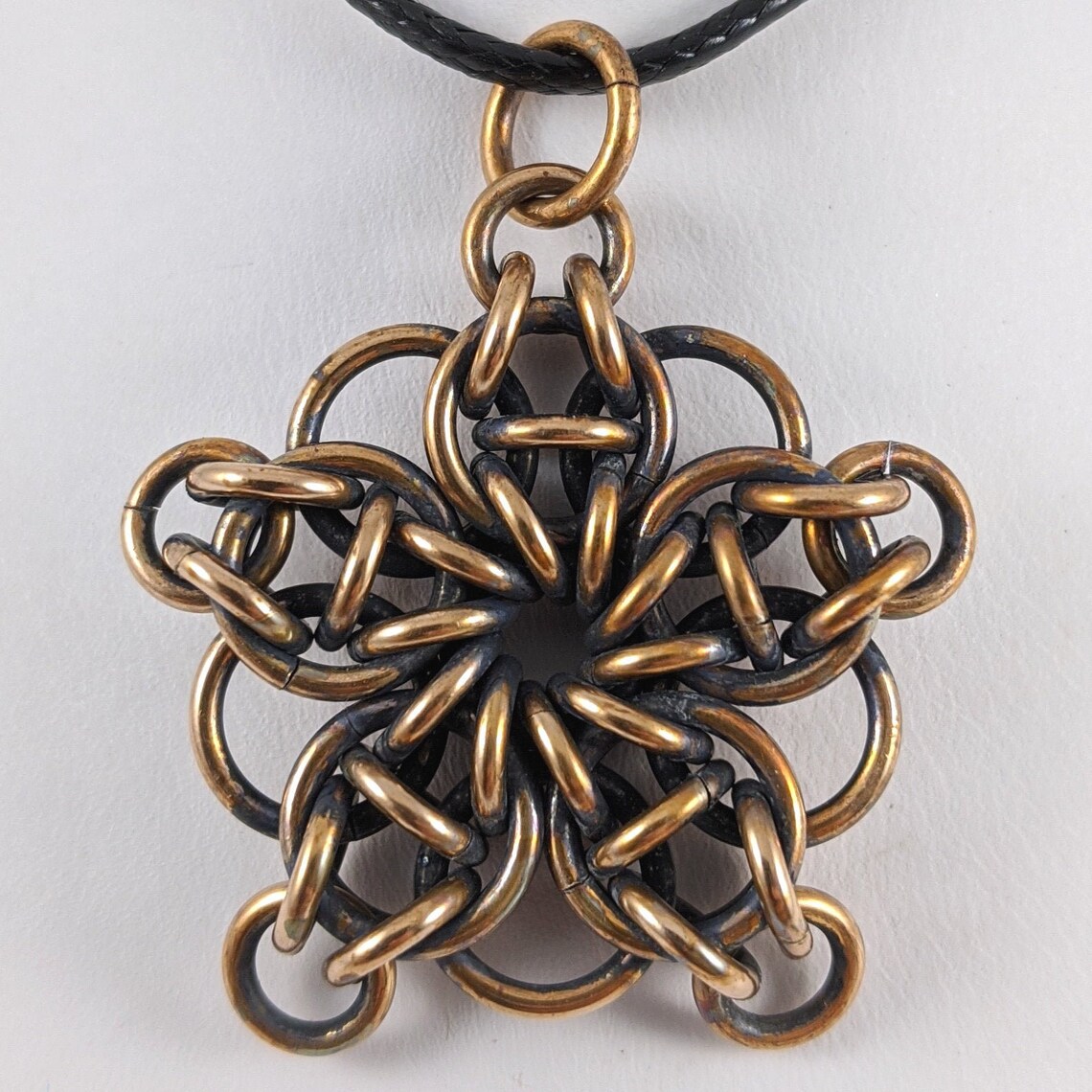 Oxidized Bronze Celtic Star Pendant Handmade Chainmaille - Etsy