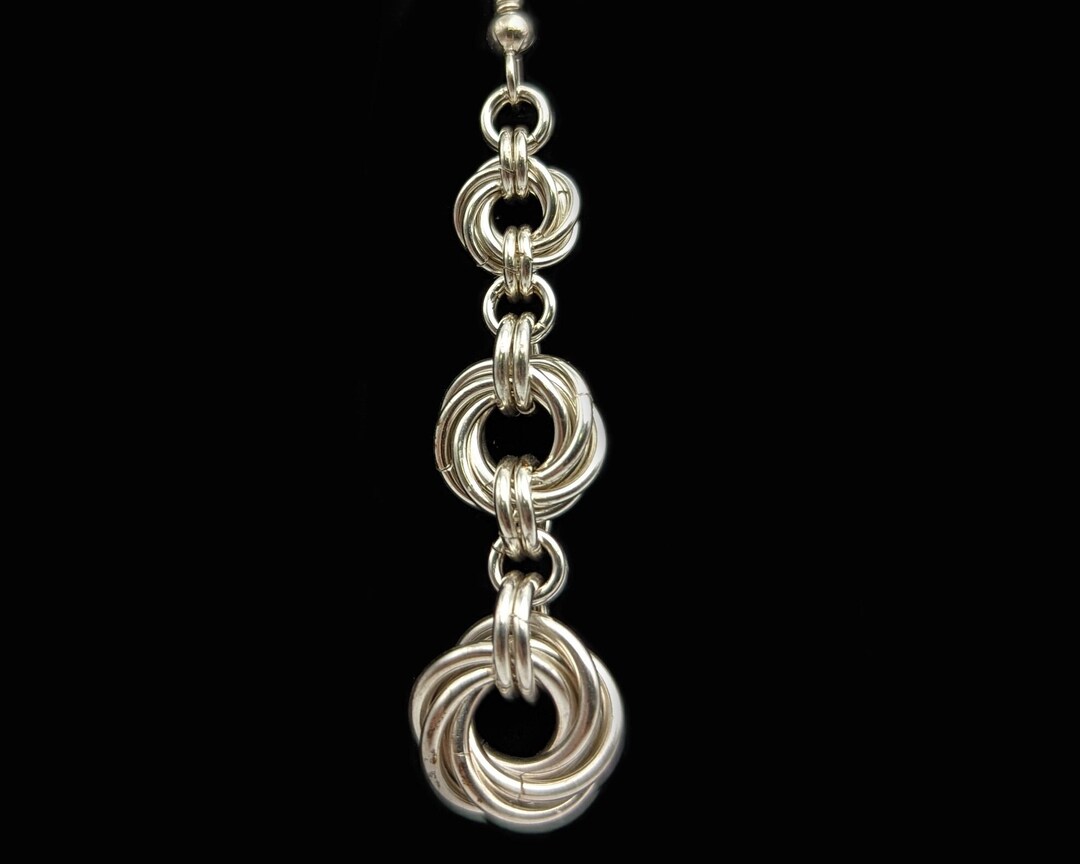 Sterling Silver Triple Mobius Ball Earrings - Handmade Chainmaille ...